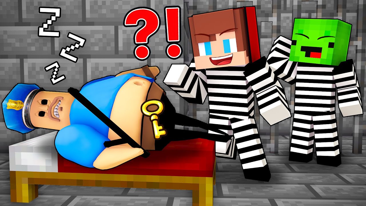 JJ and Mikey Escape From Roblox Barry's Prison - Maizen Minecraft Animation - YouTube