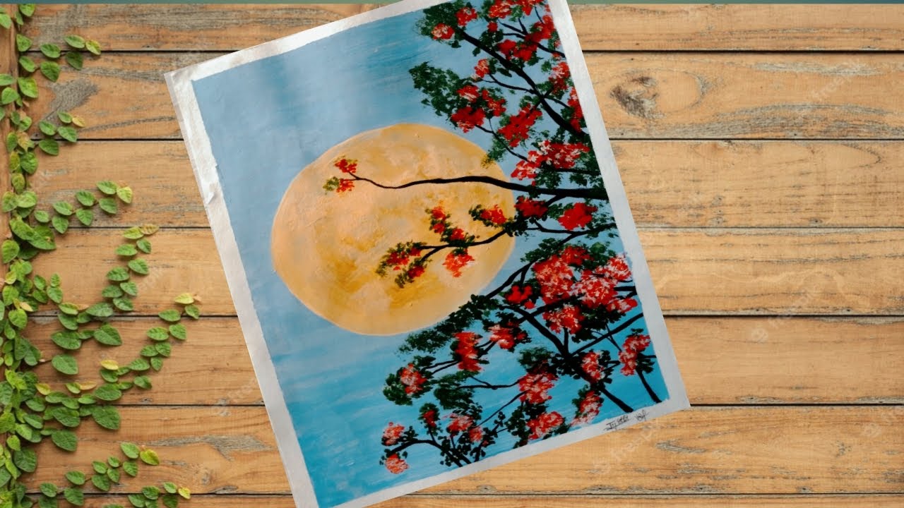 Full Moon painting ||For Beginners Step by step- Acrylic Painting ...