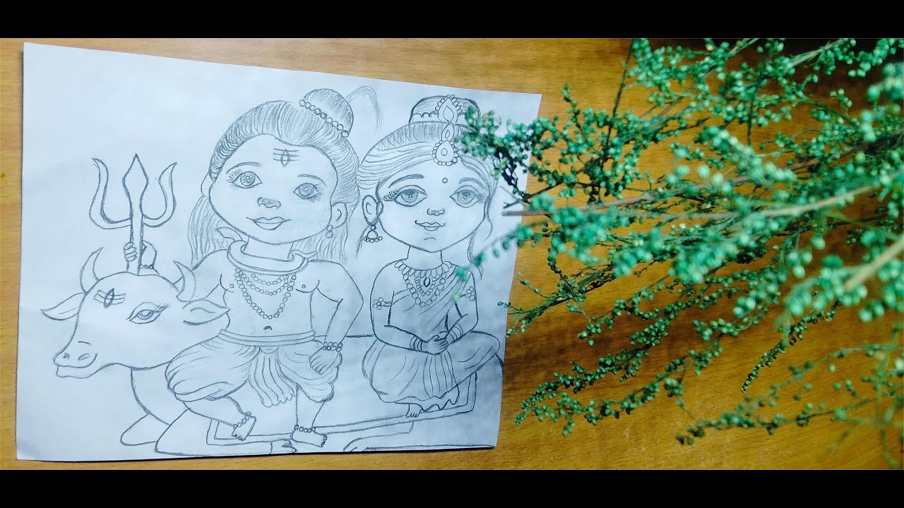 Shiv Parvati Drawing with Pencil ️| Can You Find What's Missing? | How ...