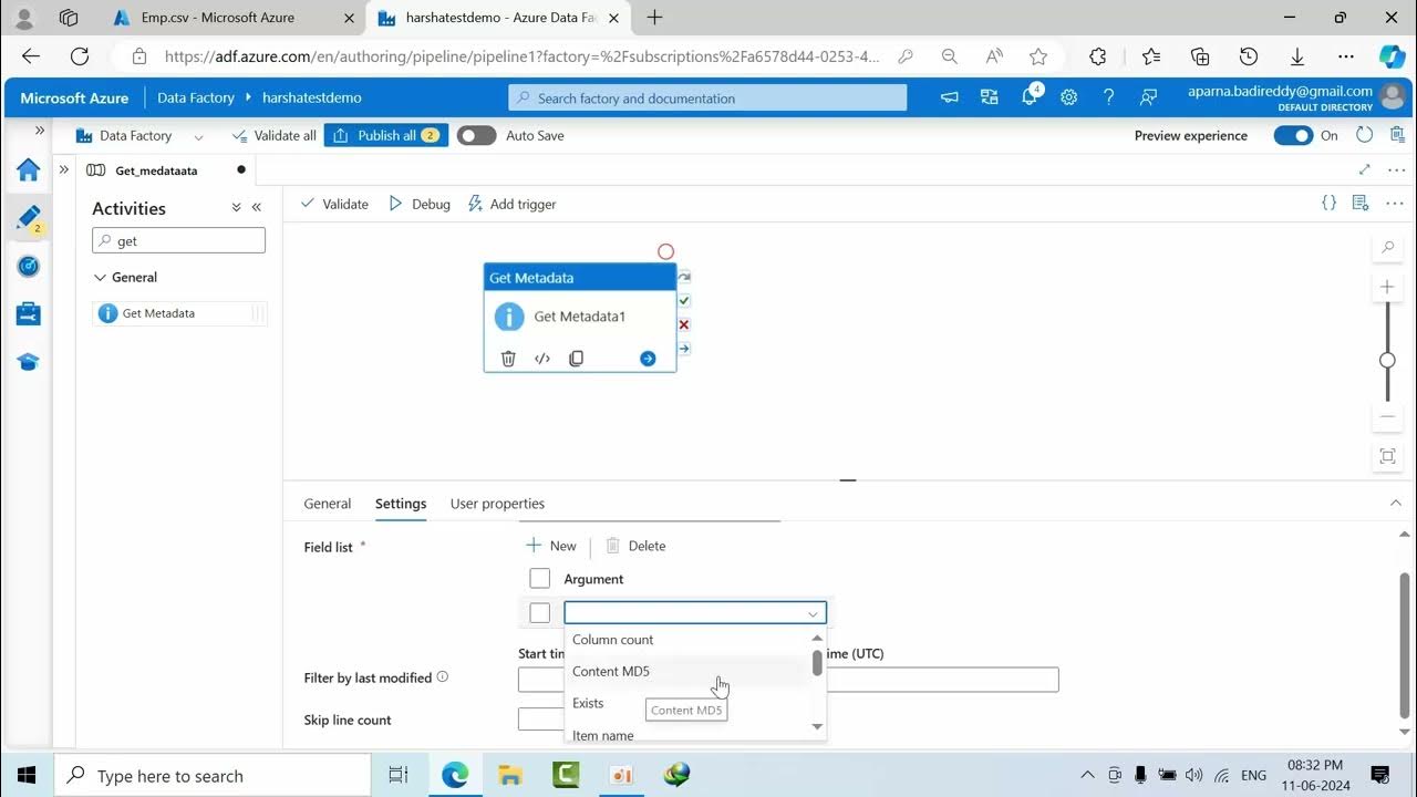 Get Metadata Activity in Azure Data Factory [ADF] - YouTube