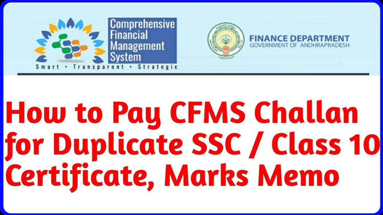 How to Pay CFMS Challan for Duplicate SSC / Class 10 Certificate - YouTube