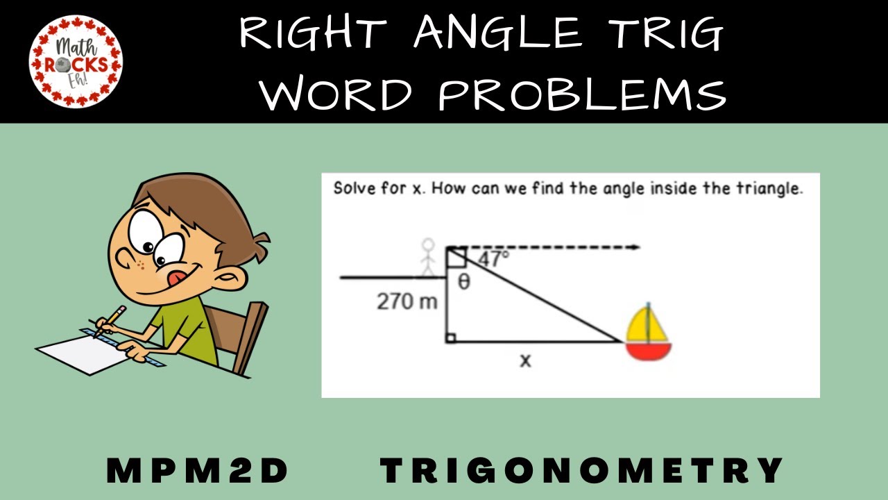 right angle trig word problems soh-cah-toa mpm2d video lesson day 20b ...
