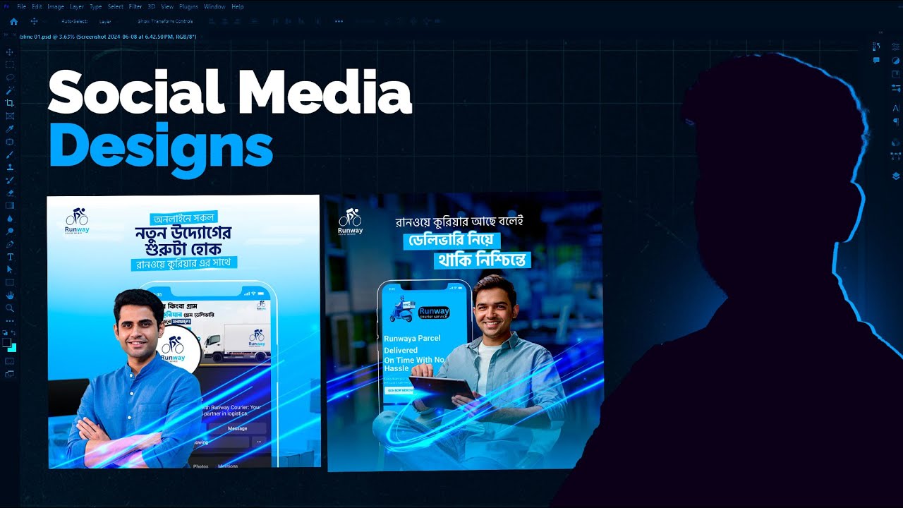 Courier Service Social Media Post Tutorial: Design Like a Pro | Graphic ...