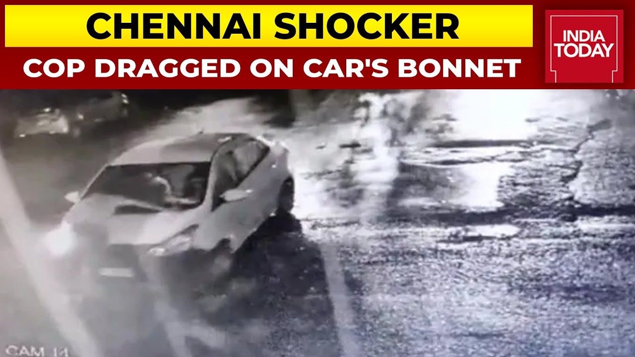 Chennai Cop Trying To Stop Kidnapper Dragged On Car's Bonnet | Breaking ...