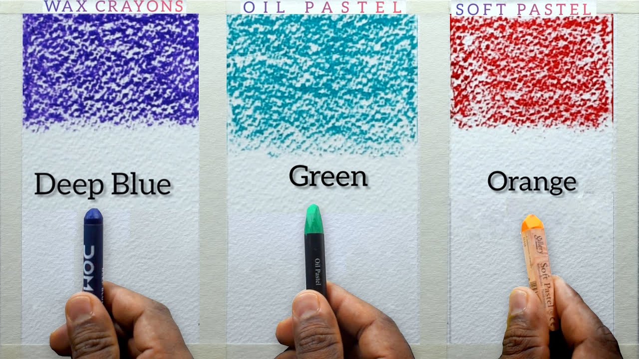 3 Type of Easy Drawings using Wax Crayon Oil Pastel & Soft Pastel for ...