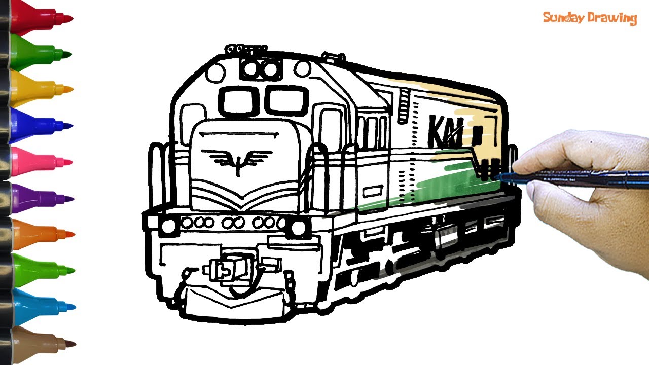 Menggambar dan Mewarnai Kereta Api Vintage - Cara Menggambar Kereta Api ...