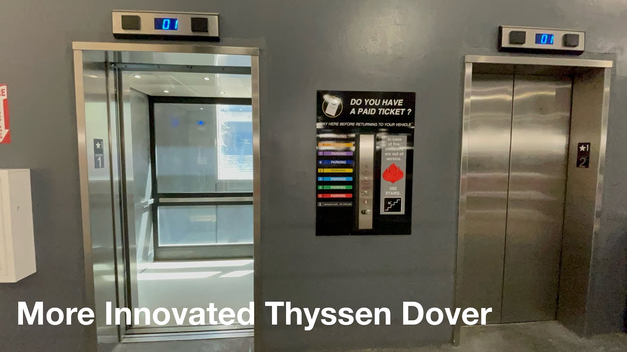 More Modernized Thyssen Dover Traction Glass Elevators @ Market Street Garage in San Antonio, TX ...
