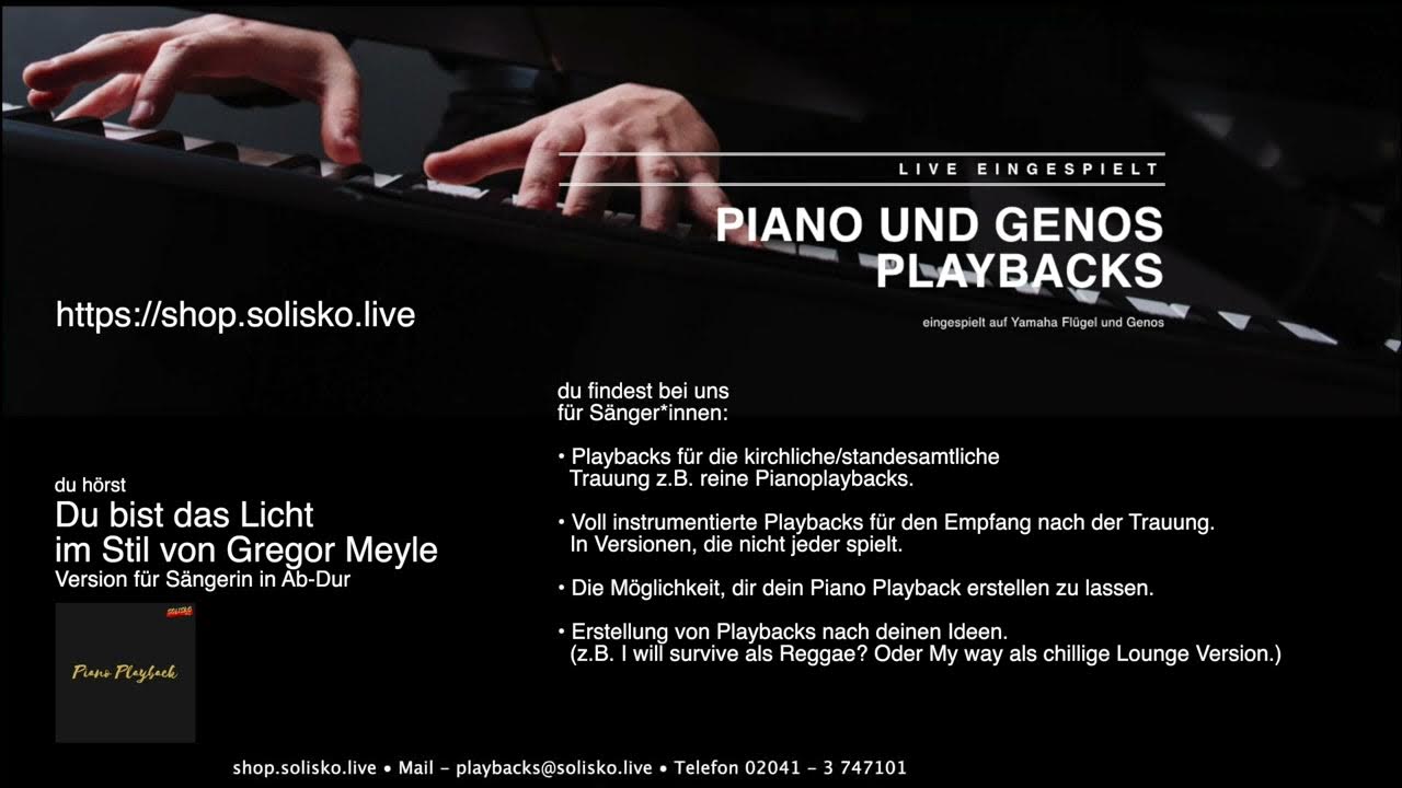 Du bist das Licht im Stil von Gregor meyle Pianoplayback - YouTube