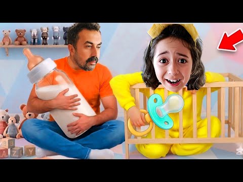 24 SAAT BEBEK OLARAK YAŞAMAK !! ESMA BEBEK OLDU ANNE ve BABASI ÇILDIRDI BİBERONLA BESLEDİK