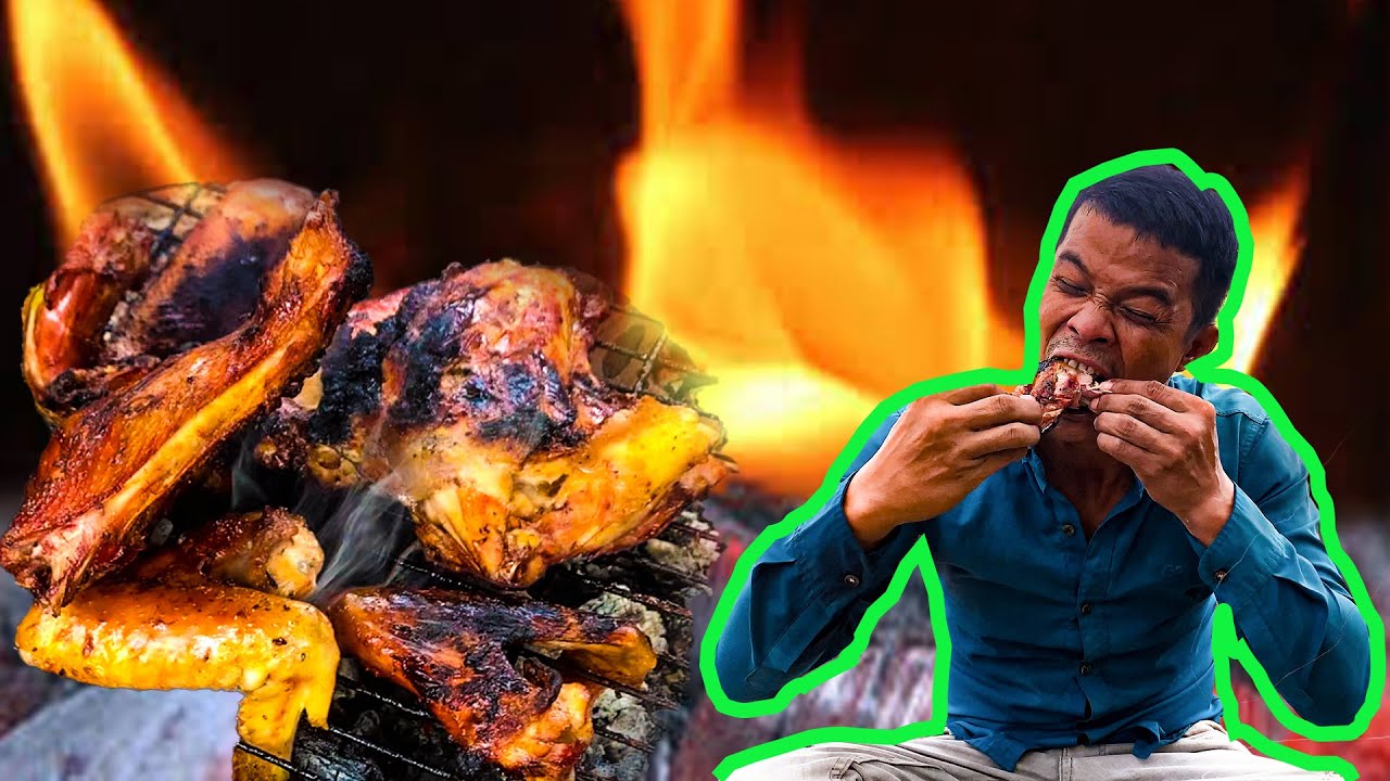 Man, grilled chicken recipe and eat really delicious - YouTube