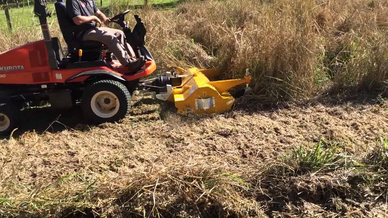 Muthing Mulcher MU-FM 160 on a Kubota F3690 - YouTube