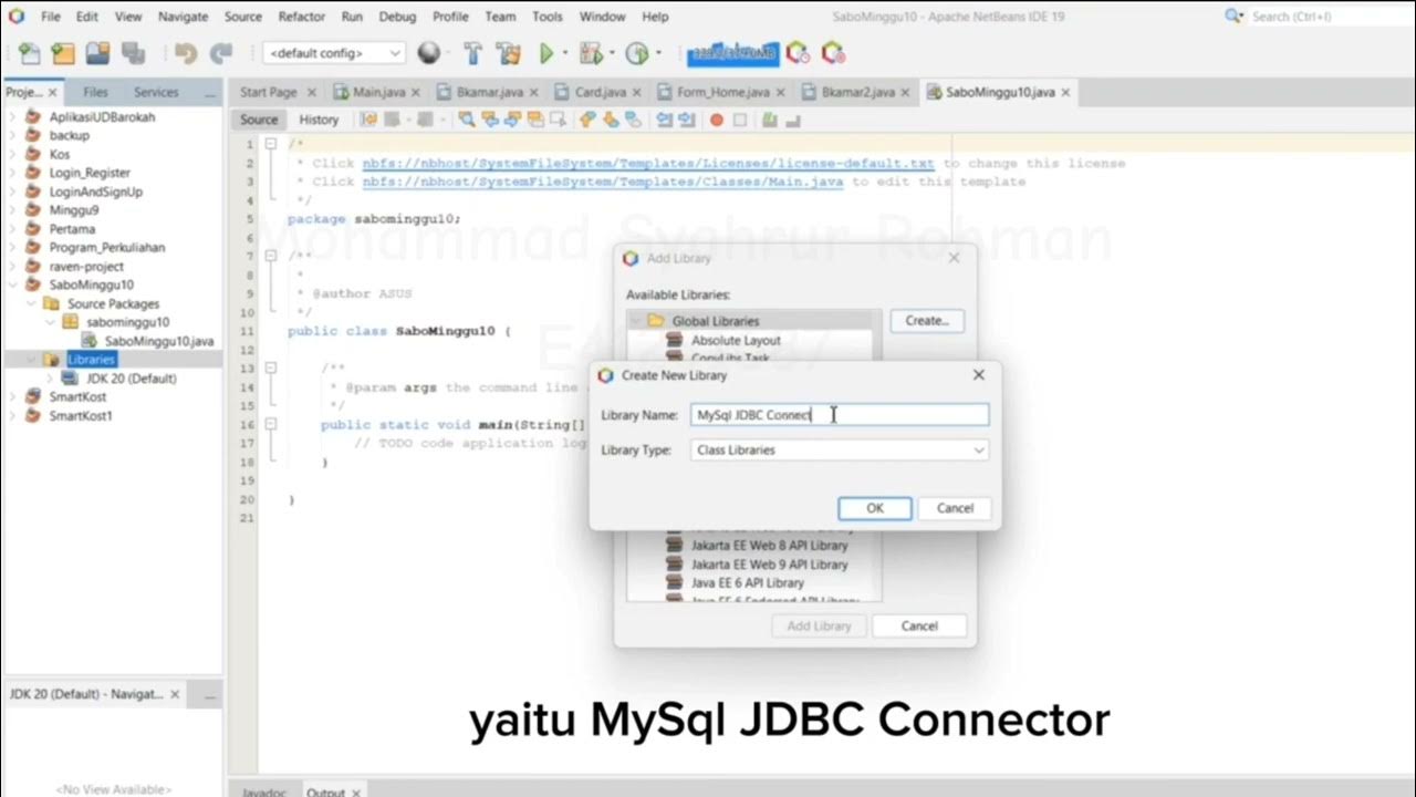 Cara menambahkan Library MySql JDBC - YouTube