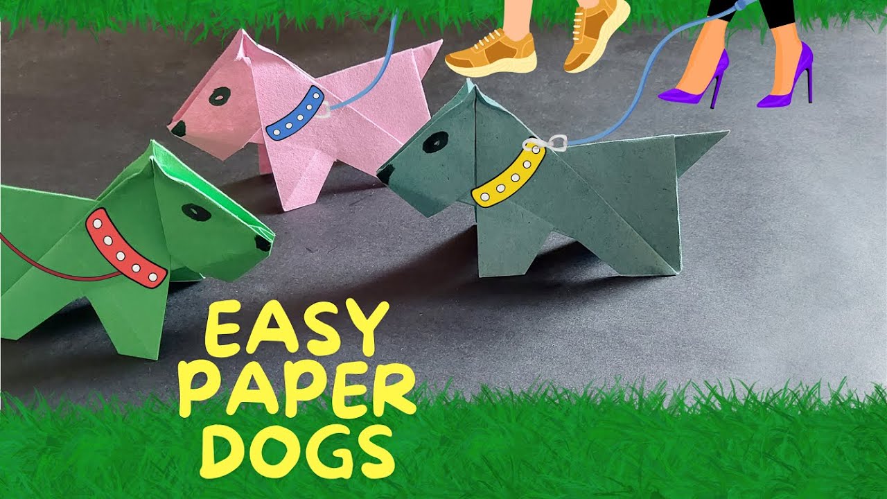 VERY EASY TO MAKE ORIGAMI PAPER DOGS DIY - YouTube