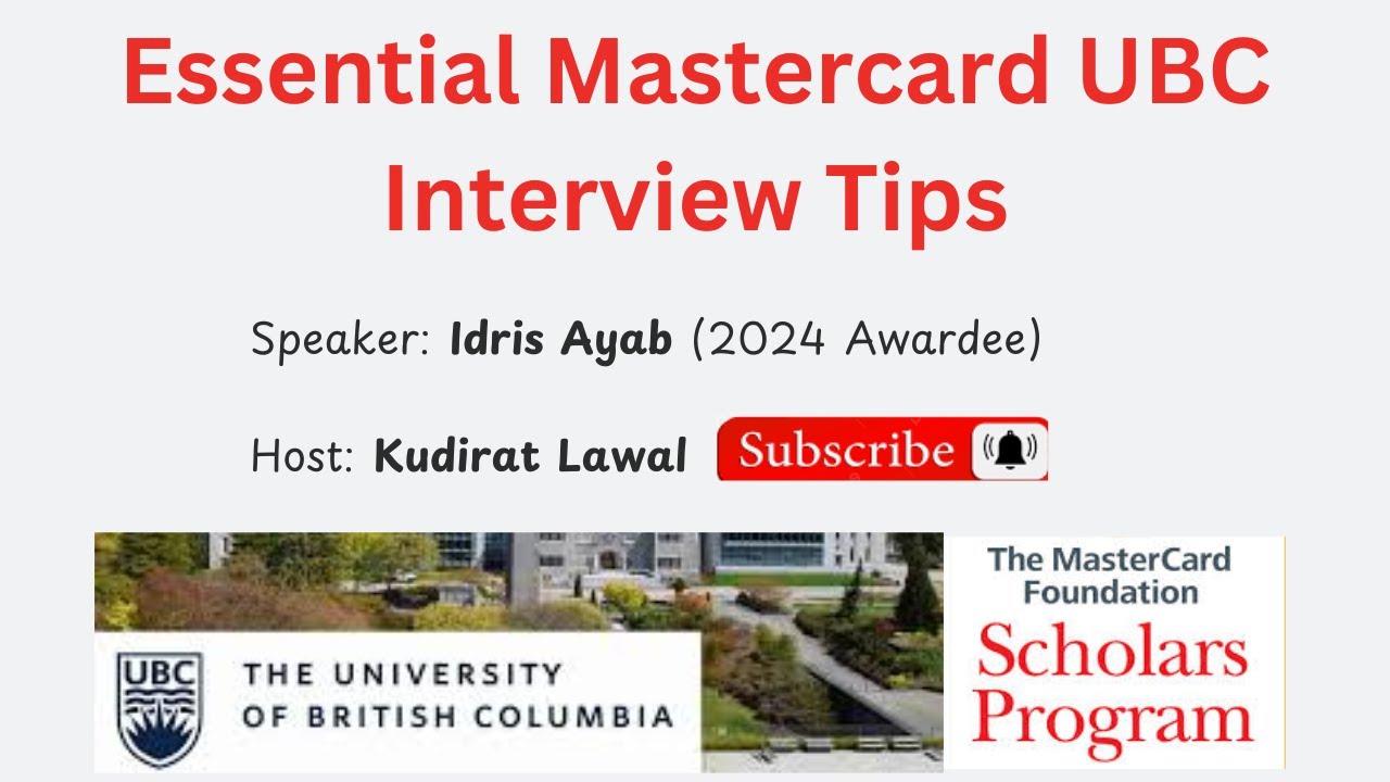 Mastercard UBC Interview Tips | Canada | Scholarship | Mentorship - YouTube