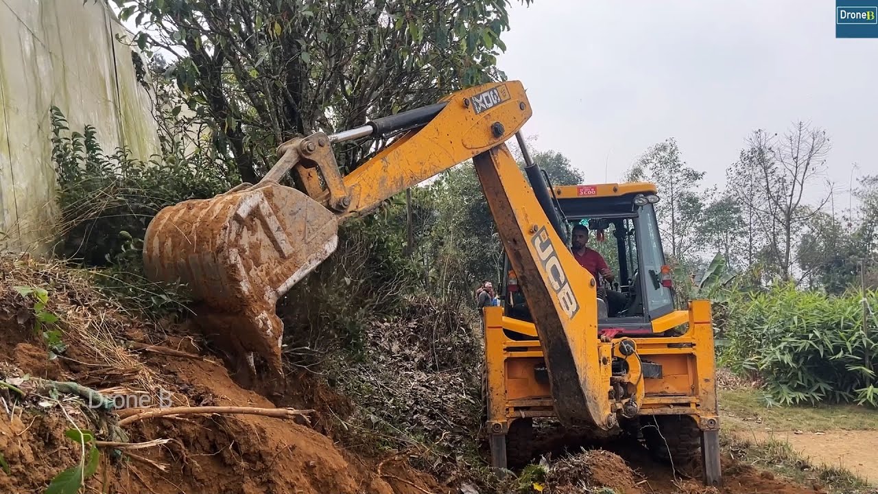 Overcoming Years of Deeply Rooted Tree Roots JCB Backhoe Making ...