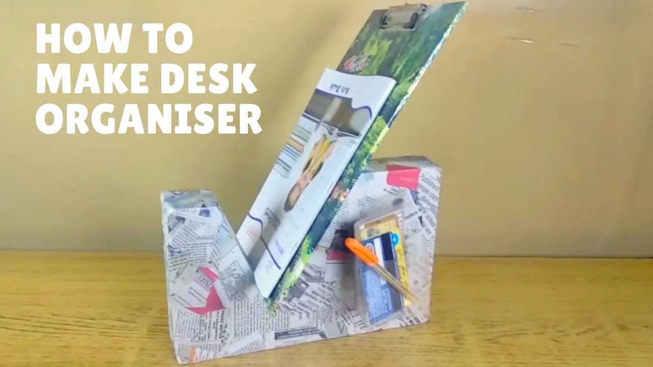 How to make organiser for office desk with cardboard DIY - YouTube
