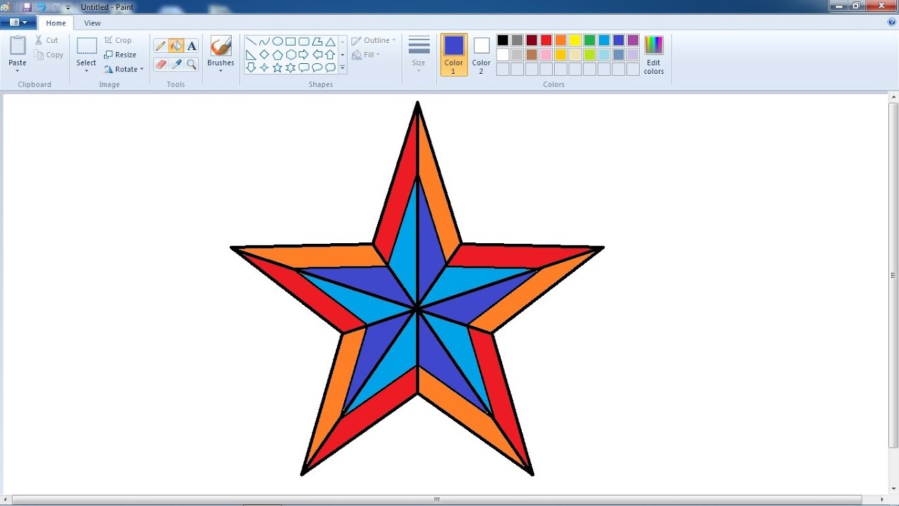 How to draw 3D star in Ms Paint | Ms paint tutorial | Drawing for ...