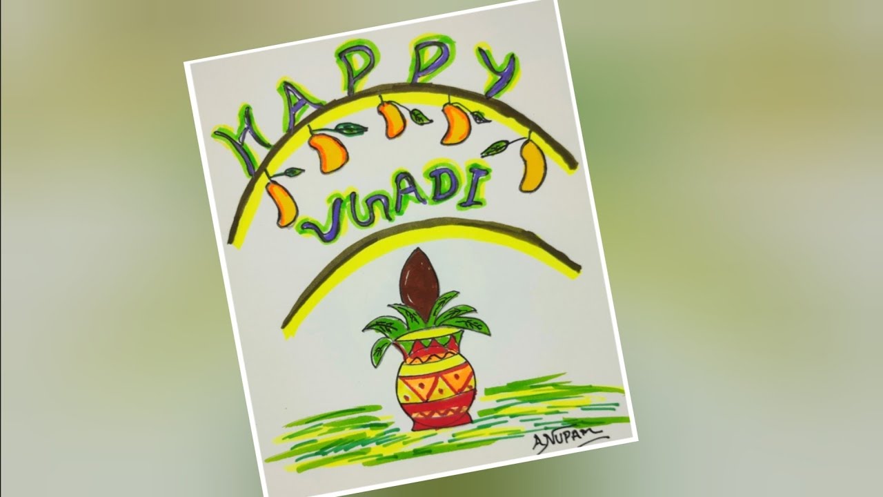 UGADI Drawing | How to draw UGADI festival Drawing || Very easy drawing ...