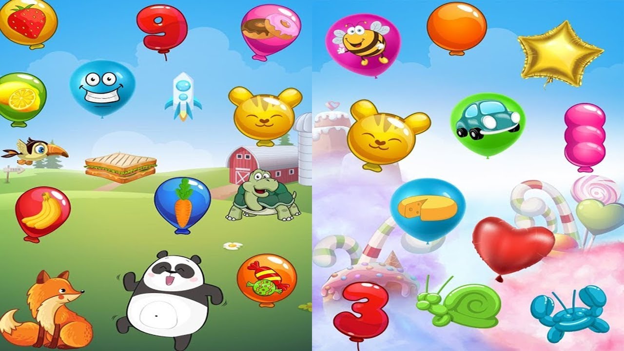 Balloon Pop - preschool education for kids || Learn names ...