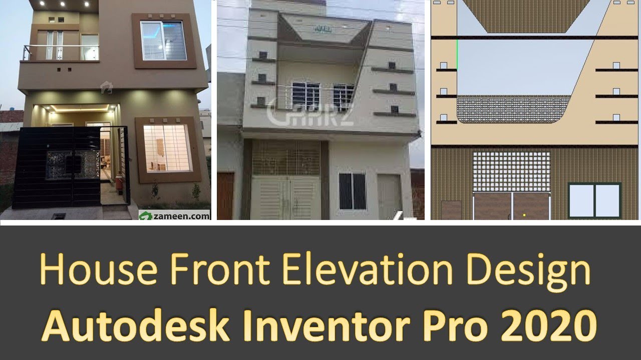 How to Design House Front Elevation using Autodesk Inventor - YouTube
