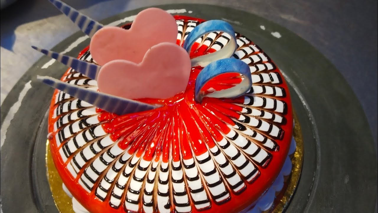 stwebery cake 500 gram simple design ### viral video satyam cake chef 🎂 ...