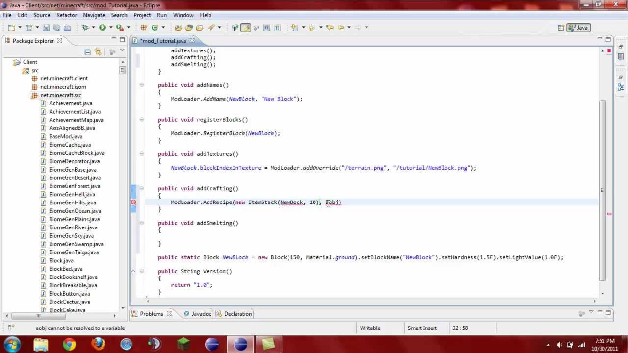 [Minecraft Modding] Adding a Smelting and Crafting recipe using ...