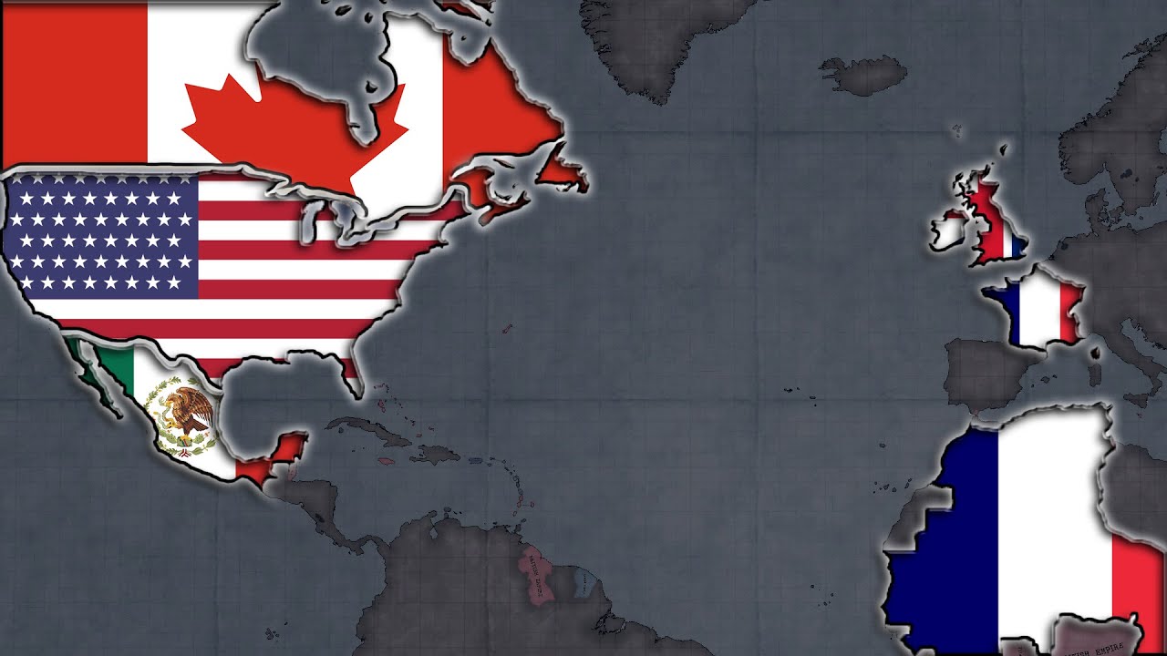 USA & Canada & Mexico Vs British & French Empire- Hoi4 Timelapse - YouTube