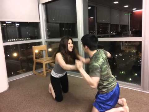 Bryan v. Laura Wrestle Tap-out 3 rounds - YouTube