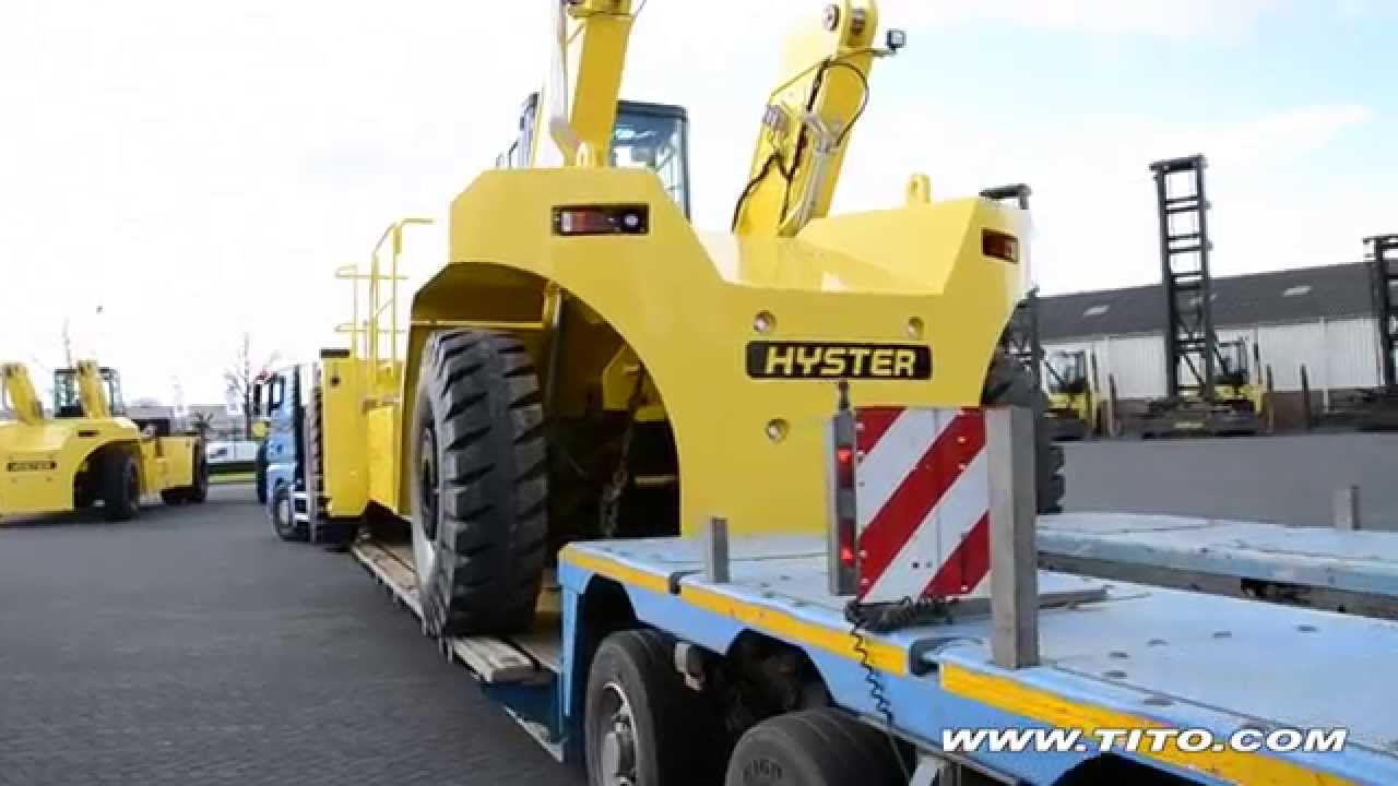 tito.com // Hyster reach stacker on low-loader (RS45-31CH) - YouTube