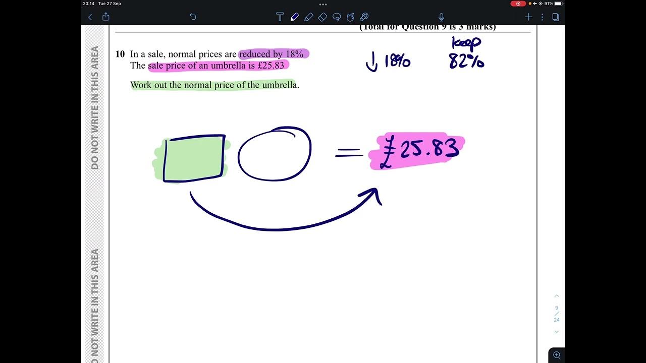 2017 01 3H IGCSE Edexcel Higher Old Spec Question 10 Reverse Percentages - YouTube