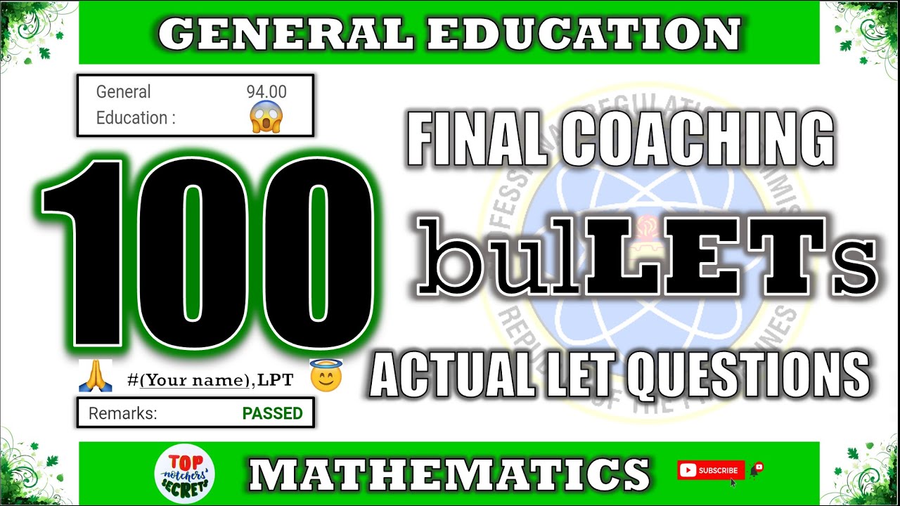 LET/BLEPT 100 bulLETs MATHEMATICS - GENERAL EDUCATION | TOPnotchers ...