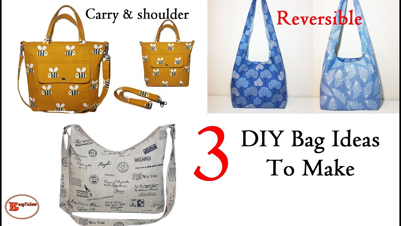 3 DIY IDEAS CARRY AND SHOULDER BAG TO MAKE | BAG SEWING TUTORIAL - YouTube