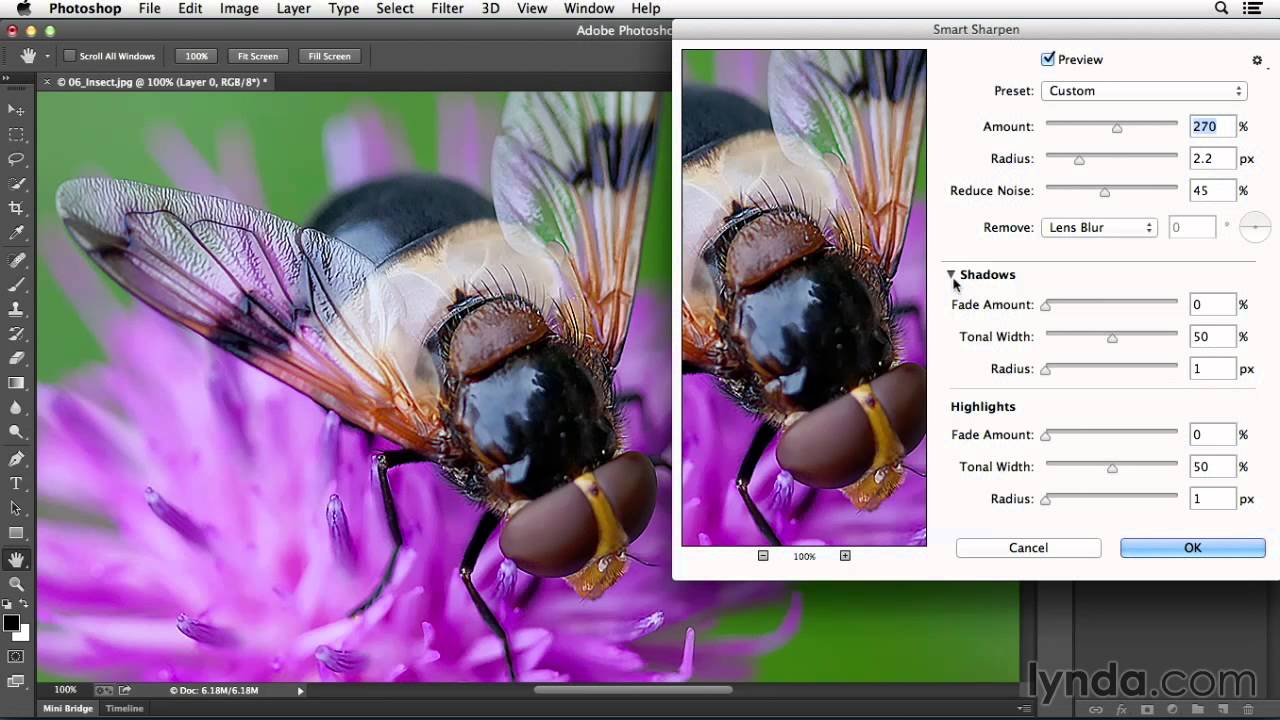19 07 Sharpening an image with Unsharp Mask and Smart Sharpen - YouTube