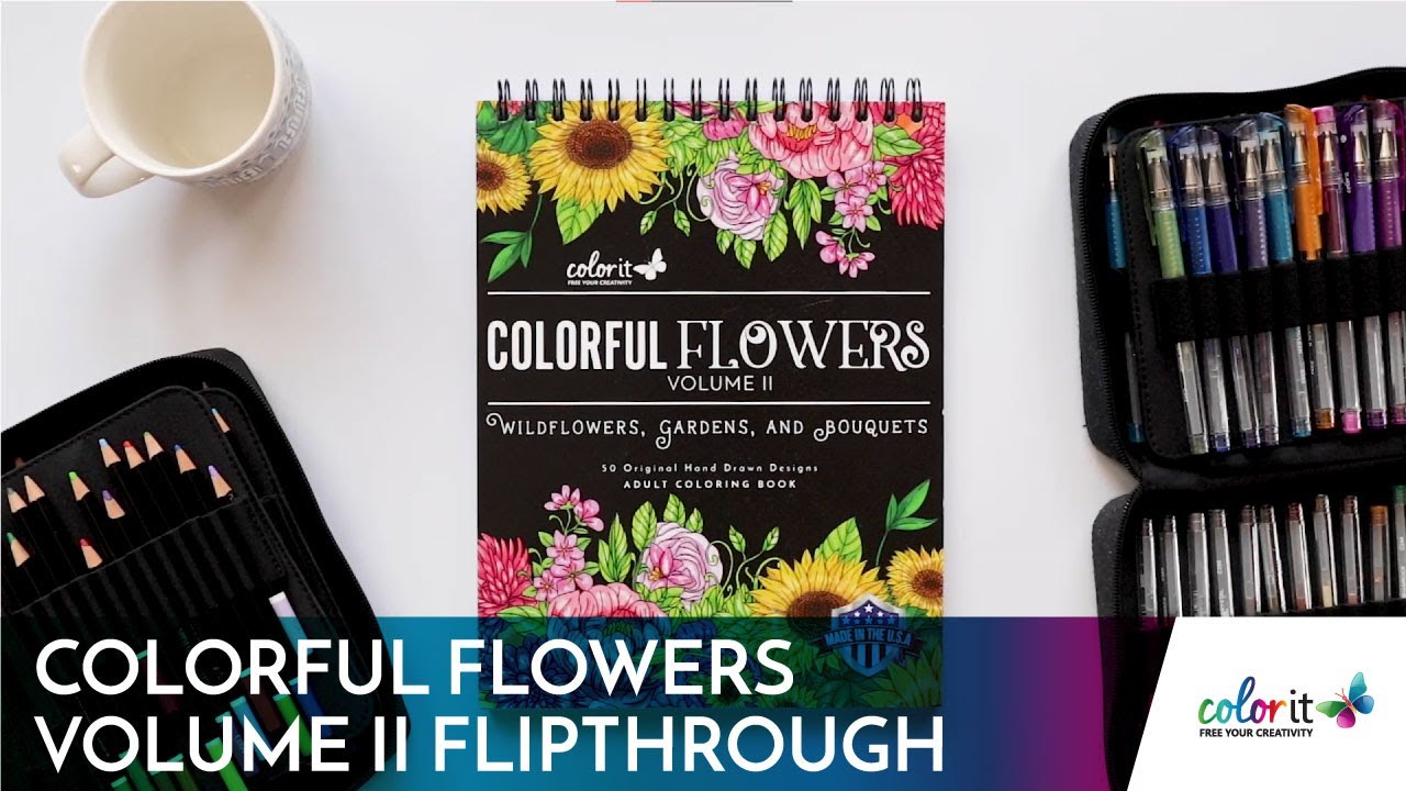 ColorIt Colorful Flowers Volume II Flipthrough - YouTube