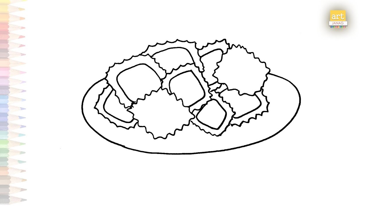 Ravioli recipe drawings | Food drawing videos | How to draw Ravioli ...