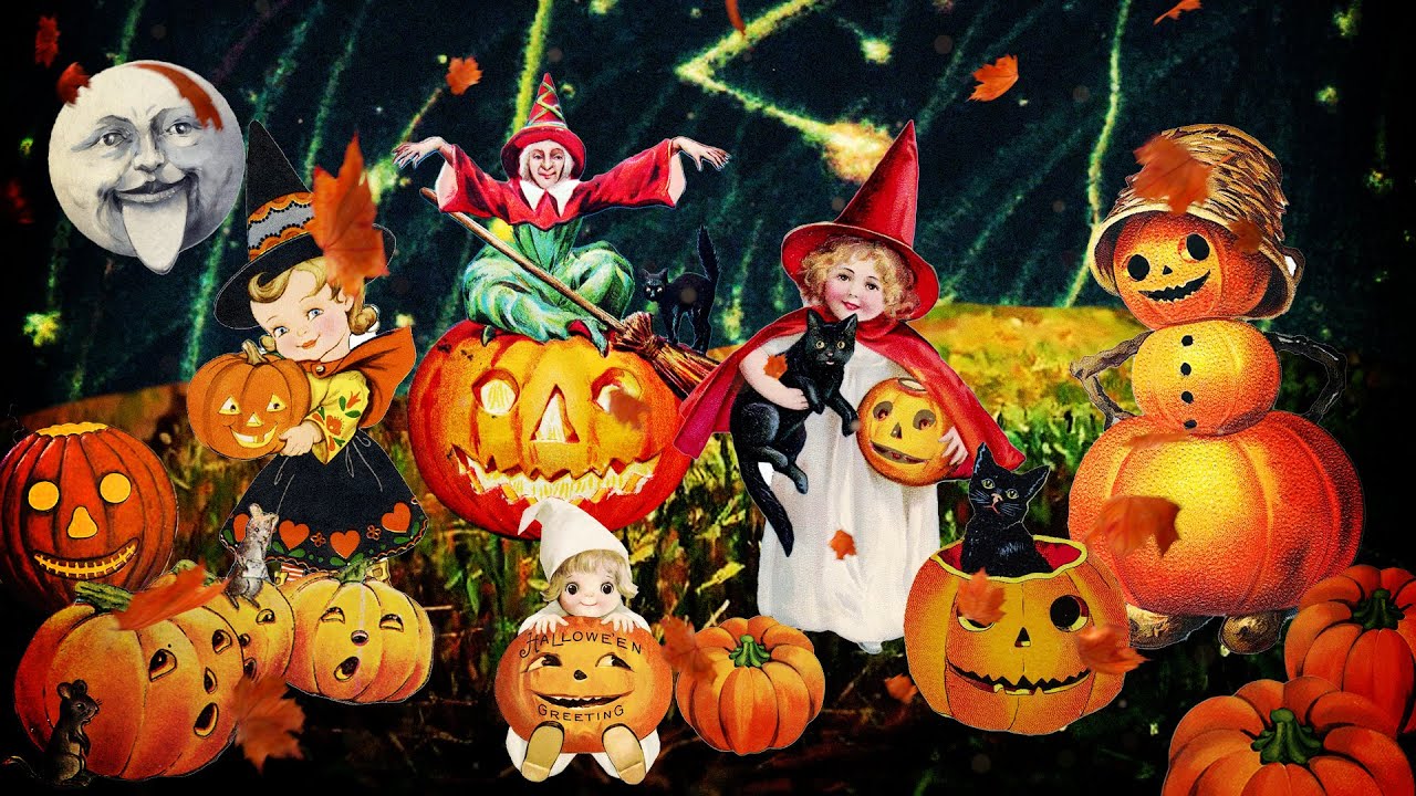 A Vintage Halloween Evening 🎃🦇 HALLOWEEN AMBIENCE (Crackling Embers ...