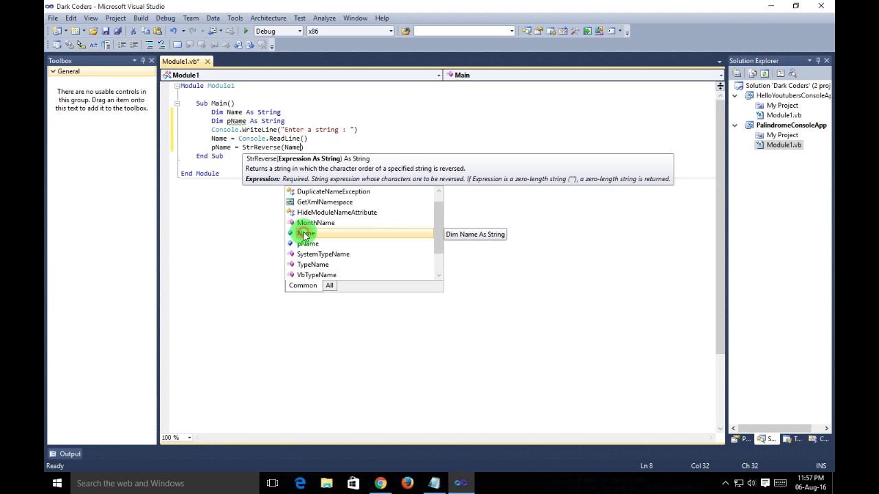 Console Application VB.NET - Palindrome Or Not - YouTube