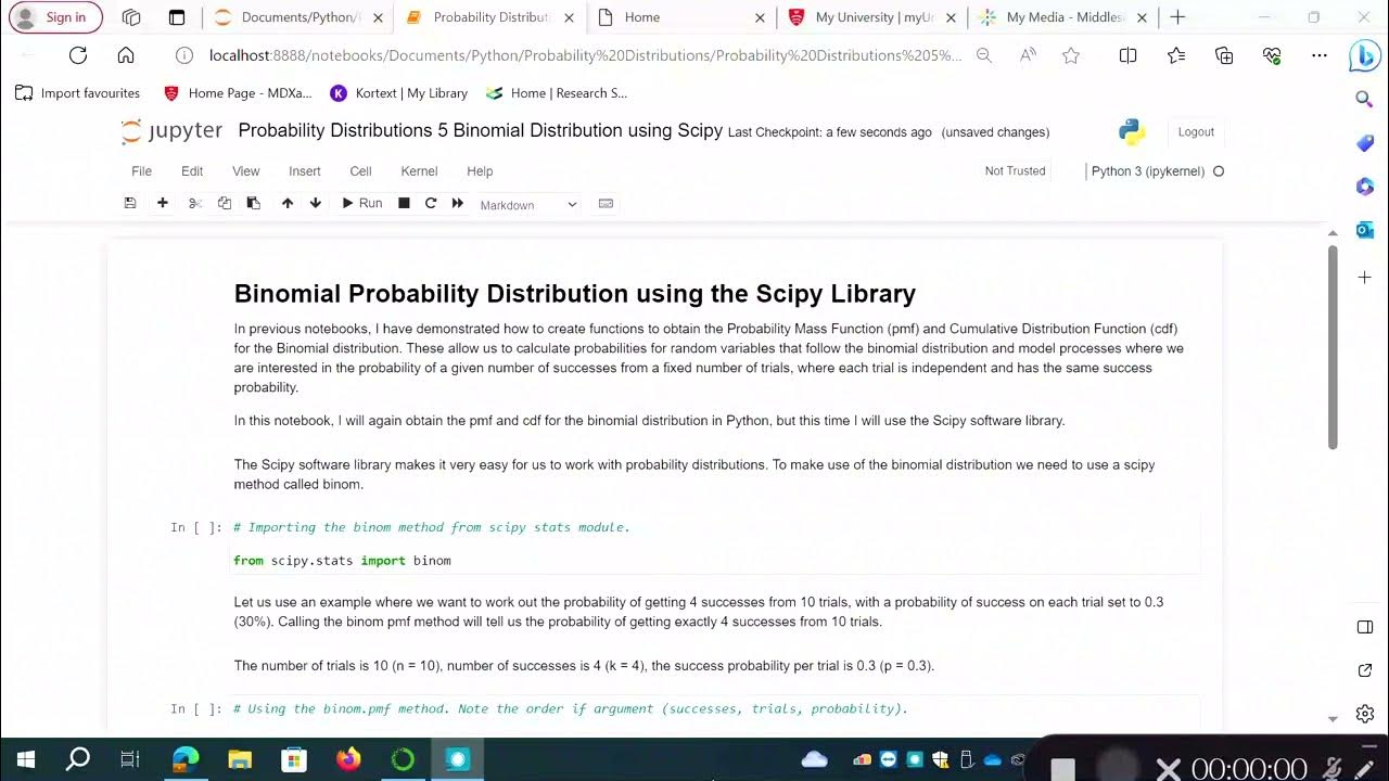 Probability Distributions 5 Binomial Distribution in Scipy - YouTube