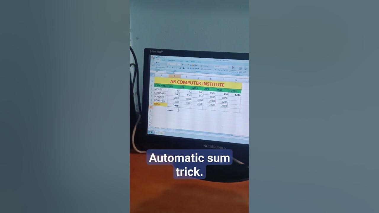 Automatic Sum Trick Msexecl Microsoftexcel Excel Excelsolutions Excel Shorts Viralvideos
