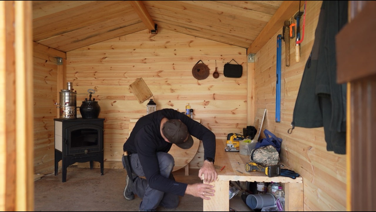 The story of my dream, Building a wooden hut in the mountains - YouTube
