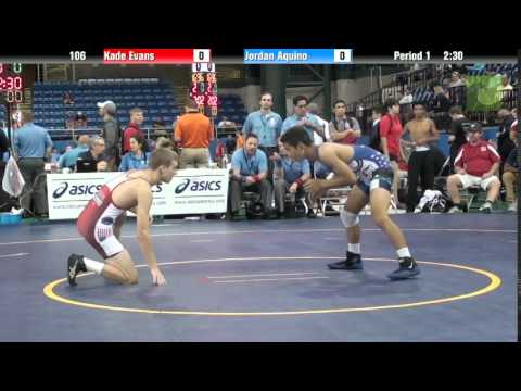 106 lbs. QF Kade Evans (UT) vs. Jordan Aquino (CA) - YouTube