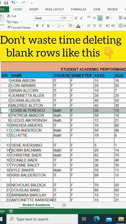 Delete empty rows in excel with these excel shortcut keys. #exceltips # ...