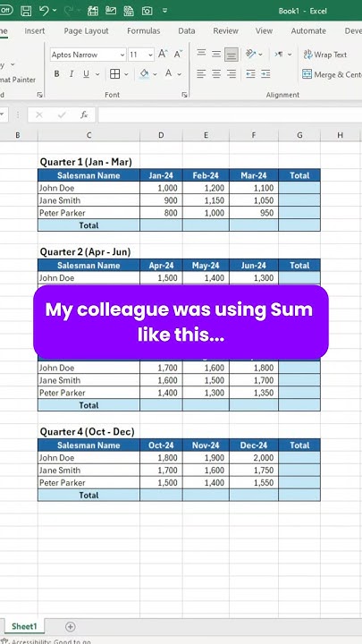 How to Auto-Sum All tables with One Shortcut. #excel #autosum - YouTube