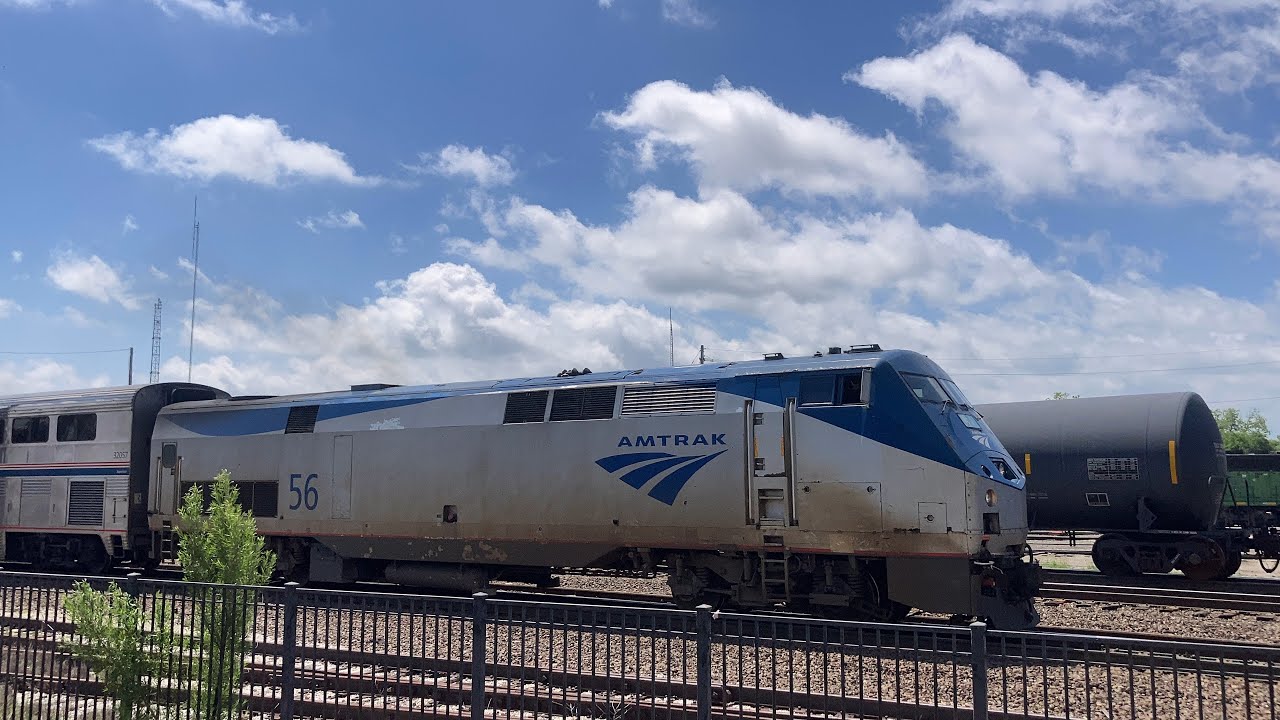 Amtrak 56 Leads train 22 on a Sunny Morning in Temple, TX - YouTube