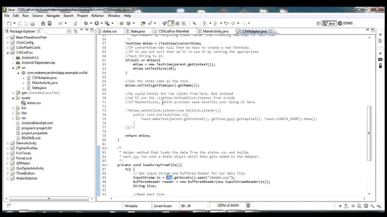 Android Programming Tutorial - CSVListTutorial - YouTube
