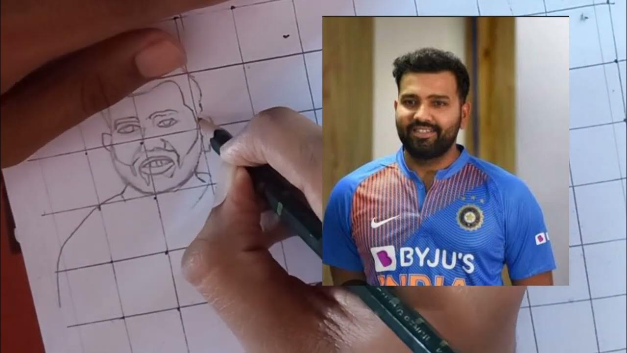 Rohit sharma sketch outline drawing - YouTube
