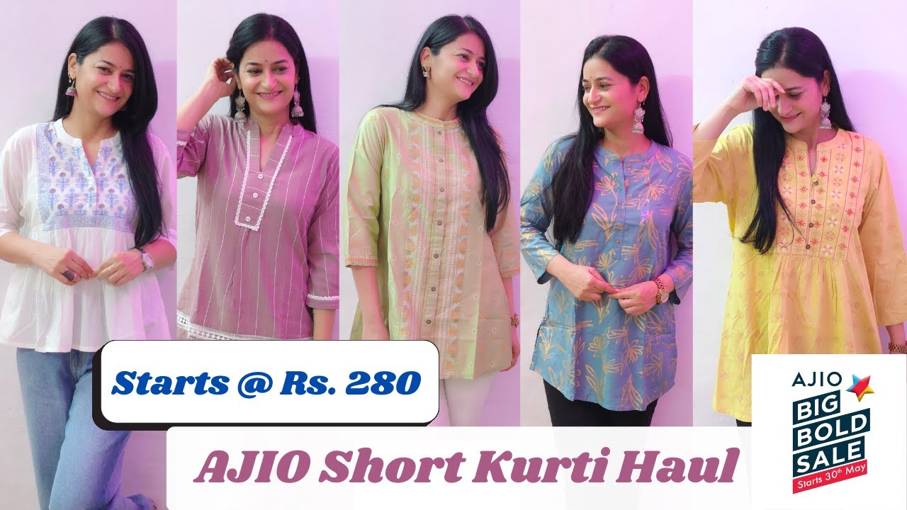AJIO Big Bold Sale Short Kurti Haul Starts from Rs. 280 | Women Fashion ...