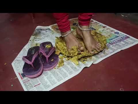 Food crush || crushing with beautiful feet || food crush with bare foot