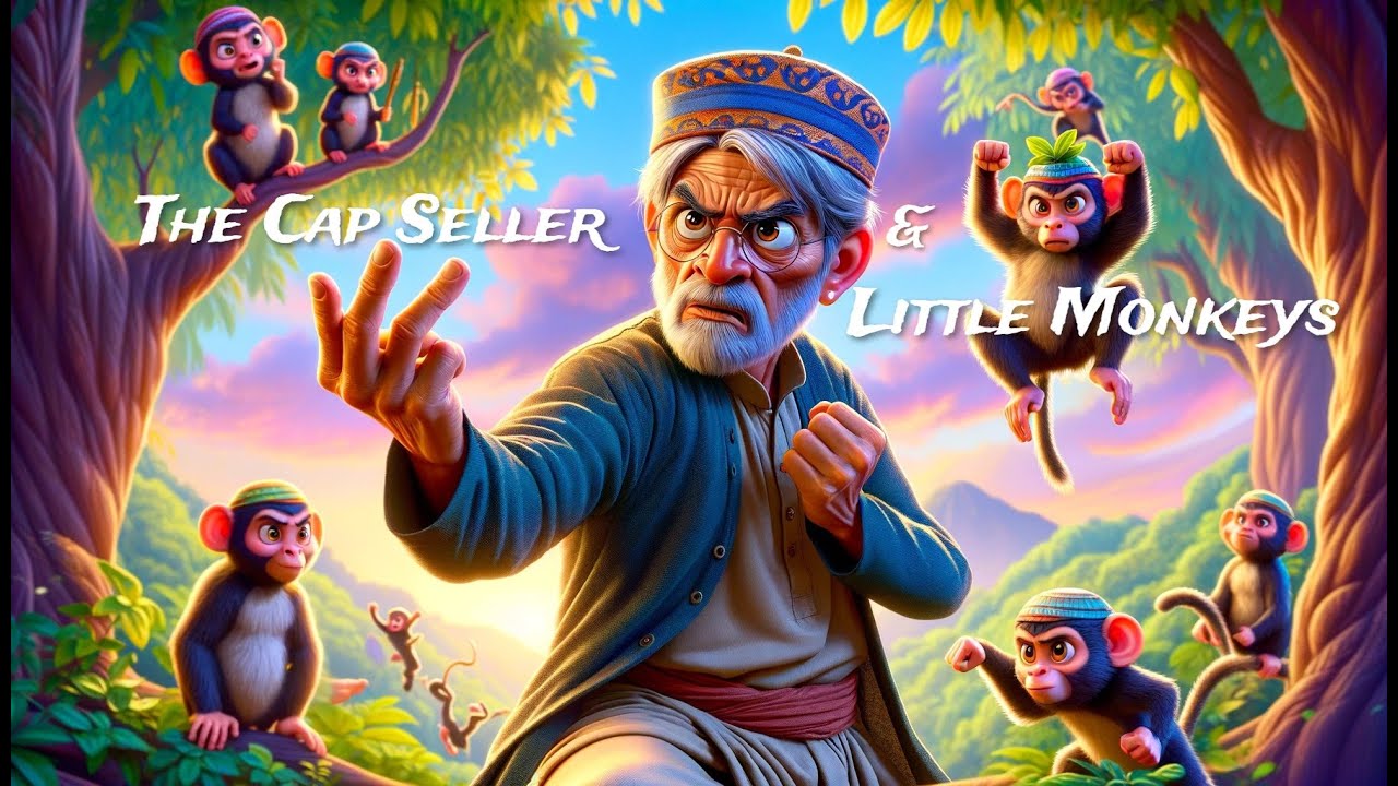 The Cap Seller & Little Monkeys : Kids cartoon English Moral Story ...