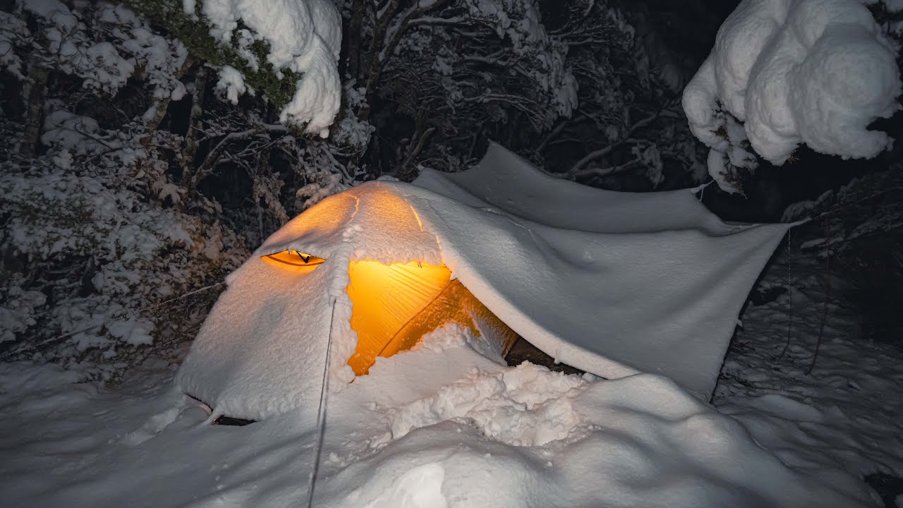 I Got Buried In Snow - CAMPING In Heavy SNOW - SNOWSTORM Tent Camp ...